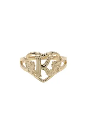 THE M JEWELERS Cutout Flower Heart Letter Ring - Gold K
