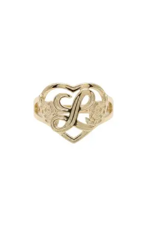 THE M JEWELERS Cutout Flower Heart Letter Ring - Gold L