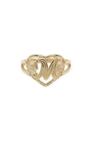 THE M JEWELERS Cutout Flower Heart Letter Ring - Gold M