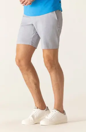 DEKE 8.5-inch Flat Front Knit Bermuda Shorts - Silver