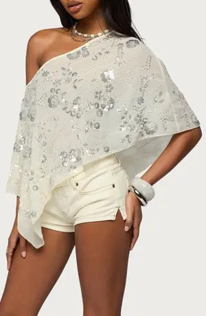 EDIKTED Sequin Beaded Poncho