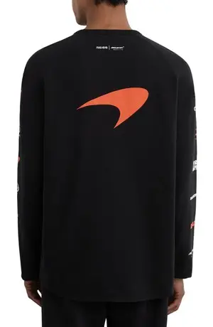 REISS Kruz Thermal Graphic Long Sleeve T-shirt - Black