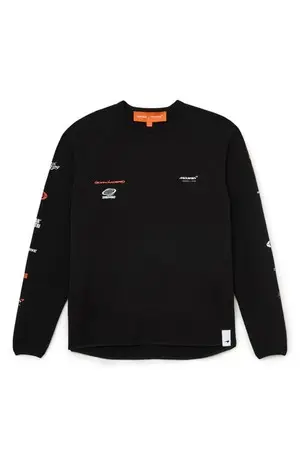 REISS Kruz Thermal Graphic Long Sleeve T-shirt - Black