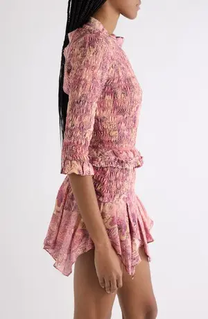 Isabel Marant Étoile Carola Smocked Silk Georgette Top