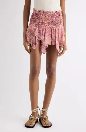 Isabel Marant Ceiva Smocked Waist Printed Miniskirt