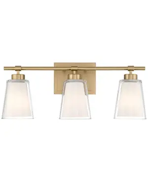 REGENCY HILL Abigail 21" Wide Soft Opal Glass 3-light Bath Light - Gold