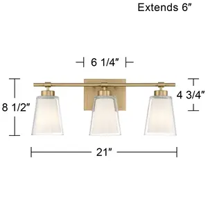 REGENCY HILL Abigail 21" Wide Soft Opal Glass 3-light Bath Light