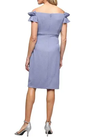 SL FASHIONS Ruffle Glitter Cocktail Dress