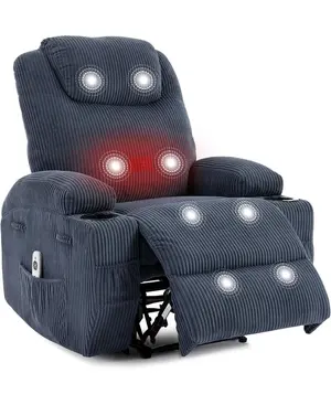 GAOMON Rocking Recliner Chair With Vibration Massage - Blue