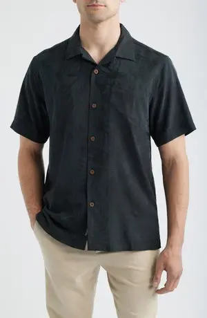 Tommy Bahama Botanic Loom Coastal Ease Botanic Loom Islandzone® Camp Shirt - Black