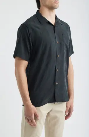 Tommy Bahama Botanic Loom Coastal Ease Botanic Loom Islandzone® Camp Shirt - Black