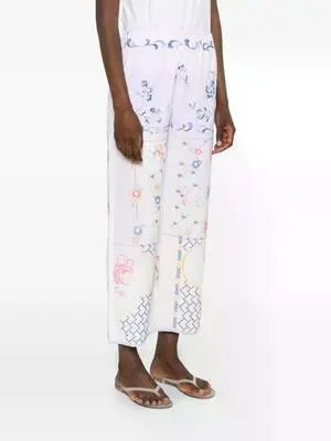 RELAX RE-LUX Floral-embroidered Trousers