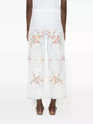 RELAX RE-LUX Floral-embroidered Trousers