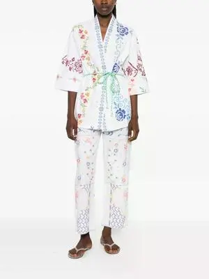 RELAX RE-LUX Brione Floral-embroidered Kimono