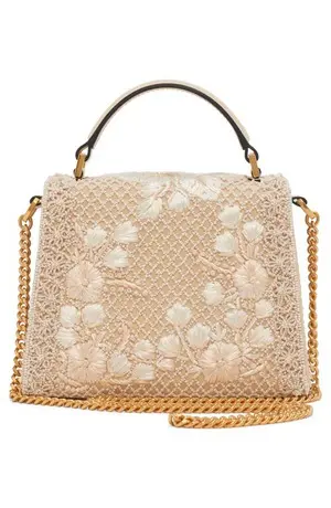 Valentino Garavani Mini V Sling Embroidered Moiré Top Handle Bag