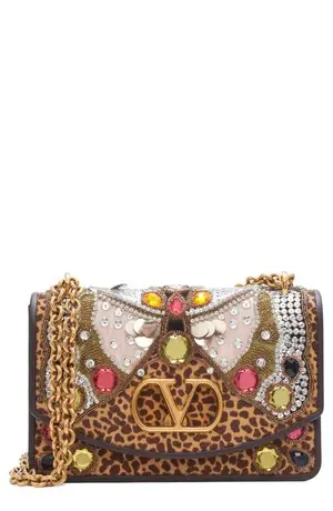 Valentino Garavani Devain Embellished Shoulder Bag - Brown Multi