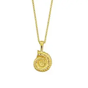 DAINTY LONDON Ammonite Fossil Pendant Necklace - Gold