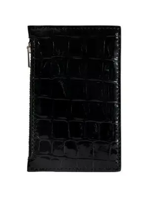 YU MEI Frank Crocodile-embossed Leather Cardholder - Black