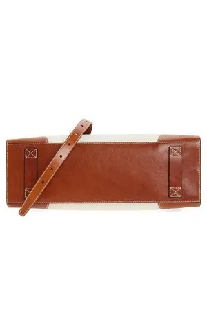 Moschino Medium Tie Me Canvas & Leather Shoulder Bag - Natural/hide