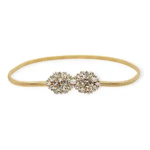DAMAPREZIOSA Victoria Metallic Mesh Belt With Crystal Buckle - Gold