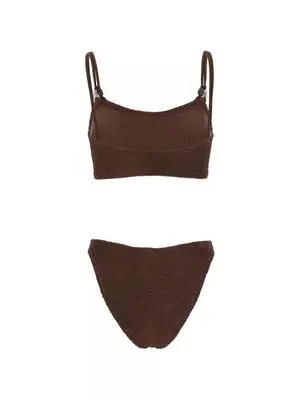 Hunza G Cassie Bead-embellished Crinkle-effect Bikini
