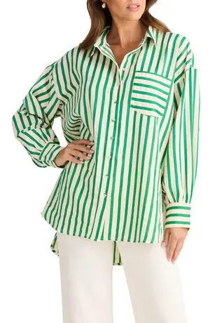 BRAVE+TRUE Ezra Patch Pocket Striped Shirt - Jade Stripe