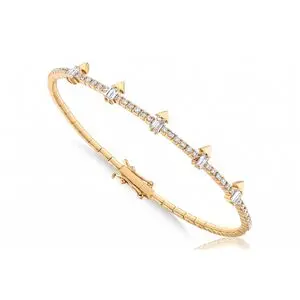 REIS JEWELLERY Arrow Bangle Yellow With Diamonds - Gold