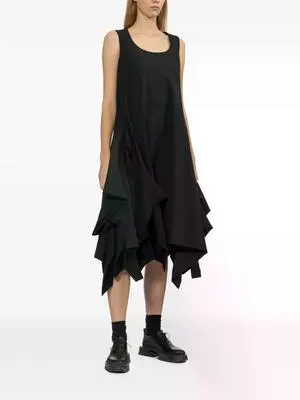 Comme Des Garçons Asymmetrical Ruffle Midi Dress