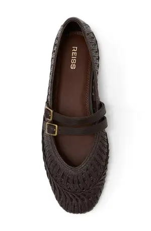 REISS Elizabeth Mary Jane Flat - Chocolate