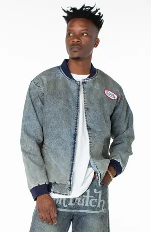 VON DUTCH Bones Denim Bomber Jacket
