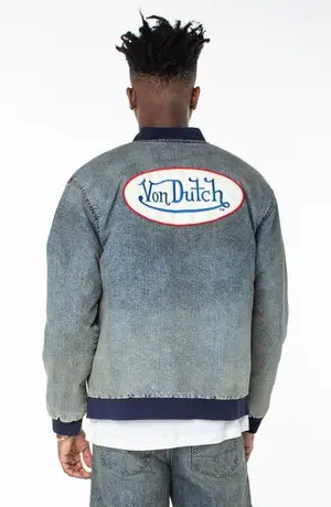 VON DUTCH Bones Denim Bomber Jacket