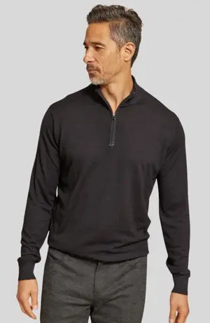 RYE 51 Long Sleeve Quarter-Zip Sweater Black