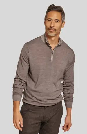 RYE 51 Long Sleeve Quarter-Zip Sweater Fawn