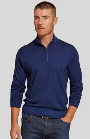 RYE 51 Long Sleeve Quarter-Zip Sweater Navy