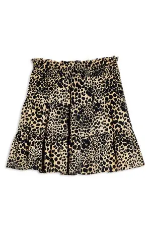 Topshop Animal Print Shirred Mini Skirt