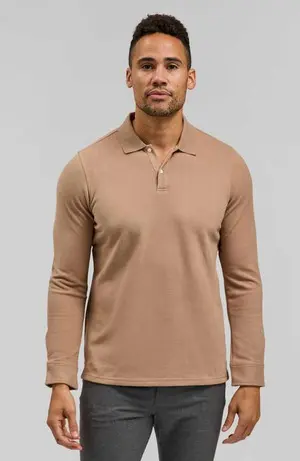 RYE 51 The Braden Long Sleeve Polo Bisque