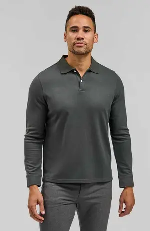 RYE 51 The Braden Long Sleeve Polo - Cedar