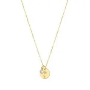 SET & STONES Lily Birth Flower And Birthstone Necklace - Gold/april