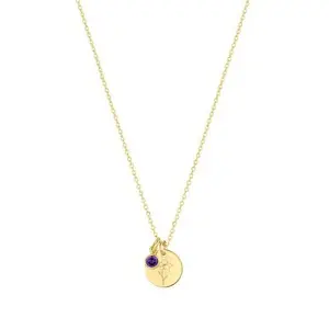 SET & STONES Lily Birth Flower And Birthstone Necklace - Gold/february