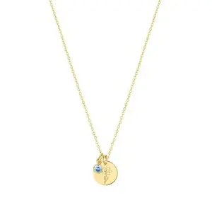 SET & STONES Lily Birth Flower And Birthstone Necklace - Gold/march