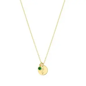 SET & STONES Lily Birth Flower And Birthstone Necklace - Gold/may