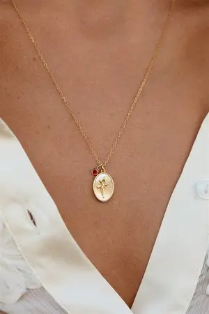 SET & STONES Katrina Birth Flower And Birthstone Charm Necklace - Gold/march