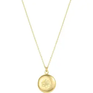 SET & STONES Ruby Birth Flower Locket Necklace - Gold/december