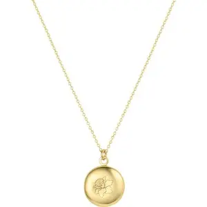 SET & STONES Ruby Birth Flower Locket Necklace - Gold/march