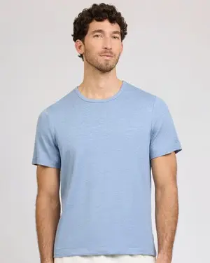 Onia Stretch Linen Crewneck Short Sleeve Tee - Soft Blue