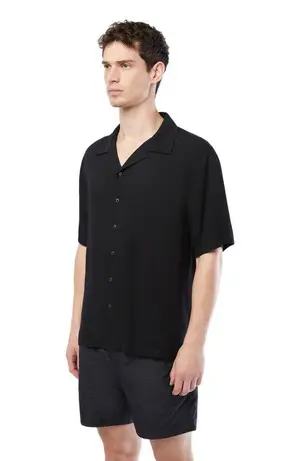Onia Silk Vacation Short Sleeve Shirt - Black