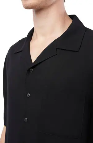 Onia Silk Vacation Short Sleeve Shirt - Black