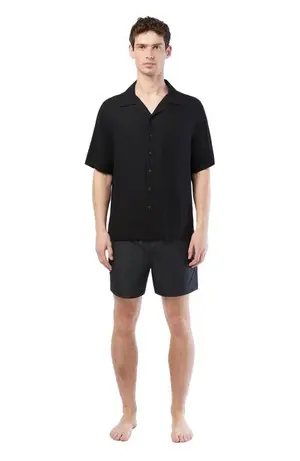 Onia Silk Vacation Short Sleeve Shirt - Black