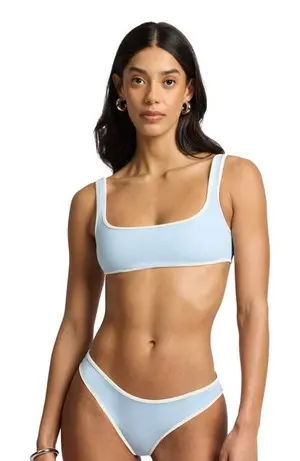 Onia Claire Square Neck Bikini Top - Sky/white