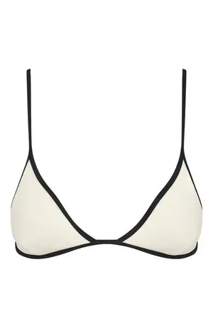 Onia Aimee String Bikini Top - Egret/black